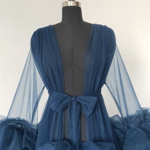 Navy Blue Maternity Robe/open Front Ruffle Tulle Dress Photo - Etsy