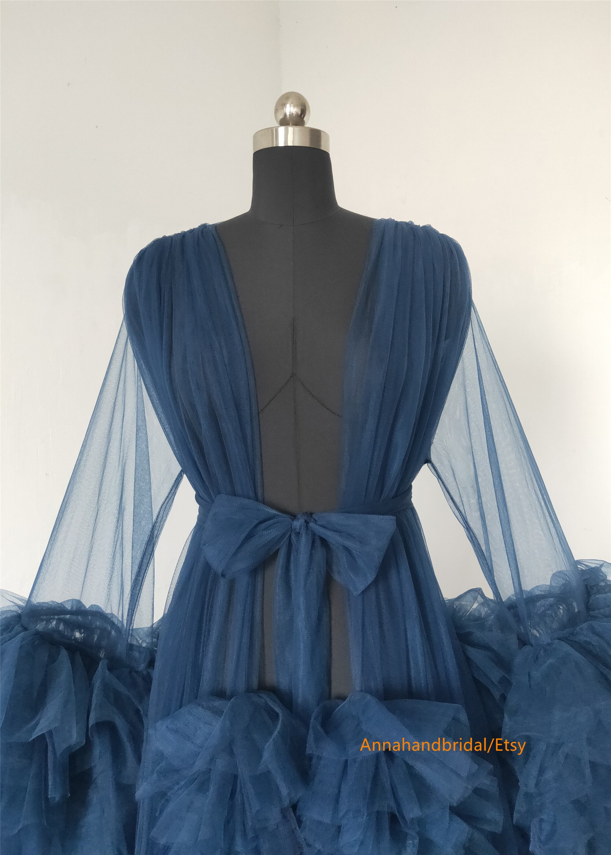 Navy Blue Maternity Robe/open Front Ruffle Tulle Dress Photo | Etsy