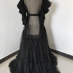 Black Maternity Robe/open Front Ruffle Sleeve Photo Shoot - Etsy