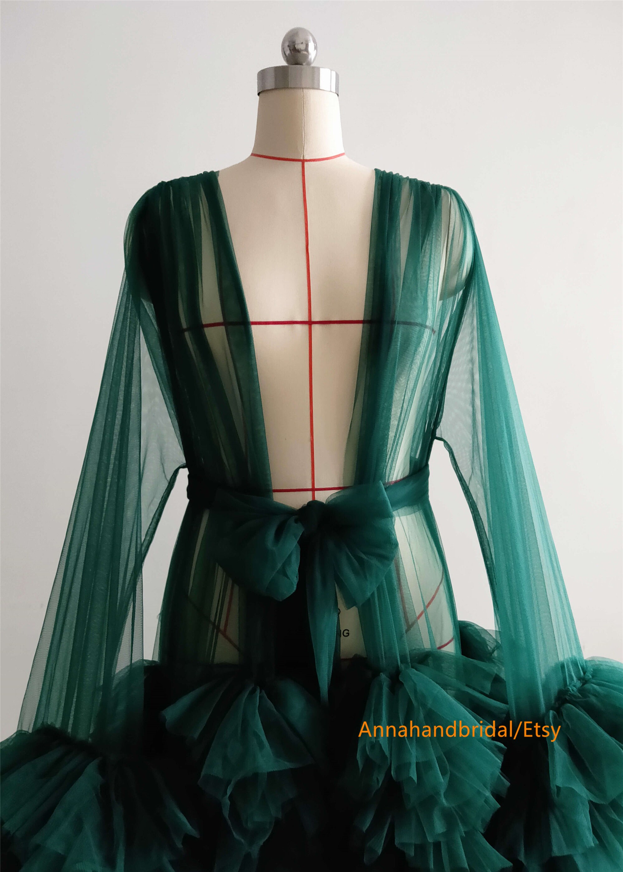 Green Maternity Robe/open Front Ruffle Tulle Dress Photo Shoot - Etsy
