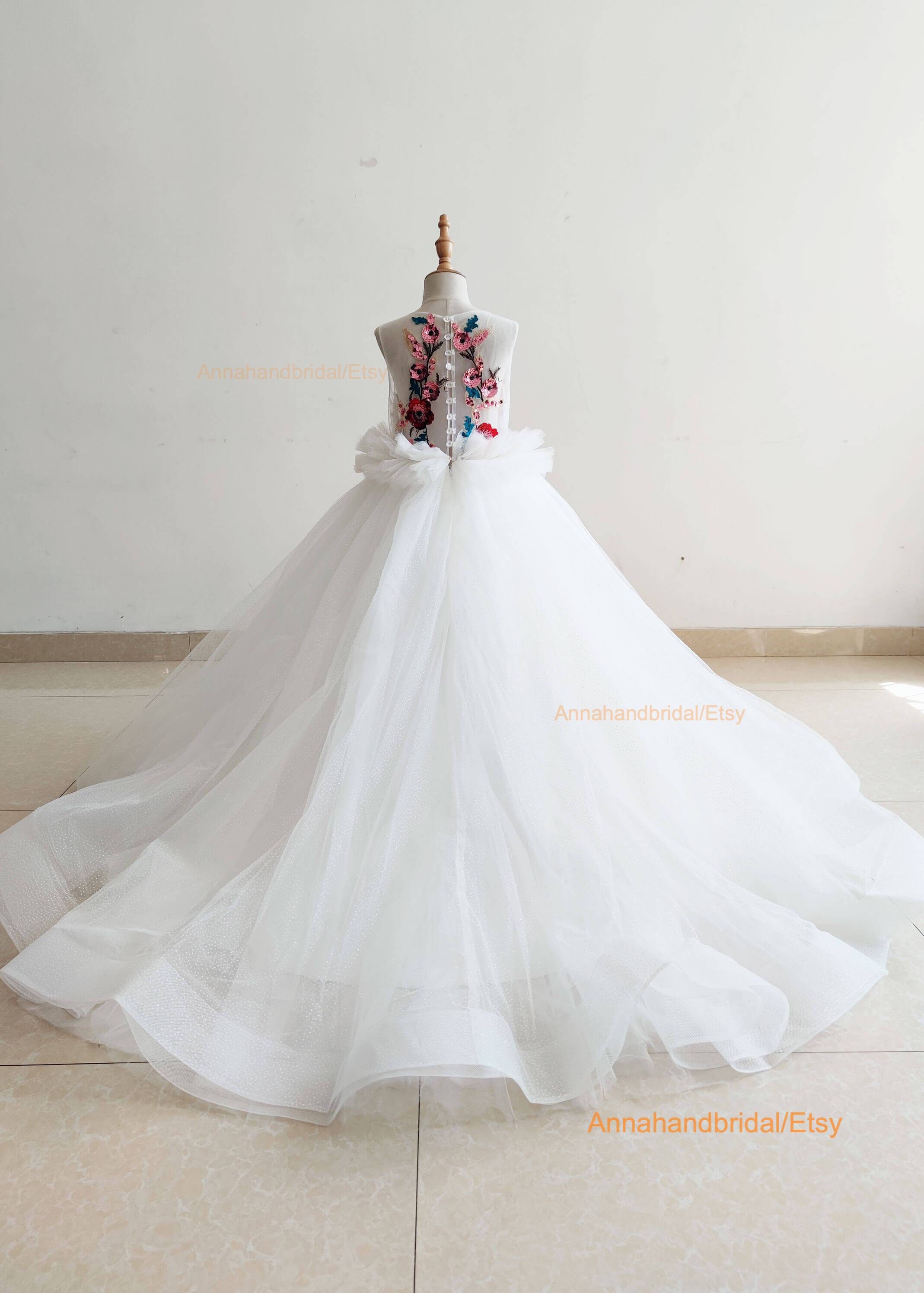 Dark Red /ivory Flower Girls Dress/luxury Girls Pageant - Etsy