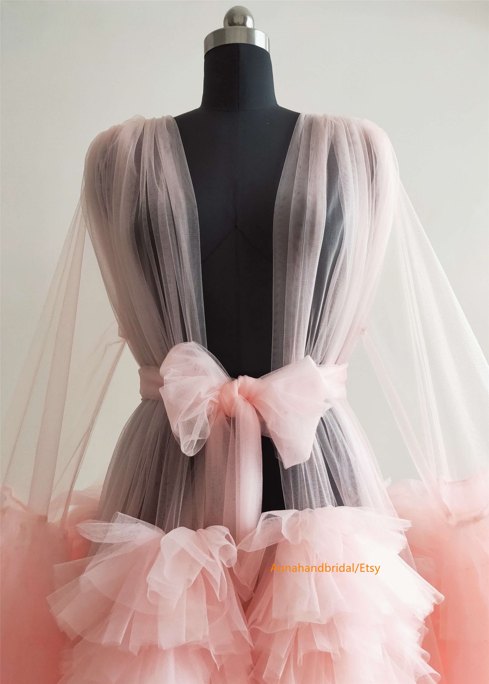 Pink Maternity Robe/open Front Ruffle Tulle Dress Photo Shoot - Etsy