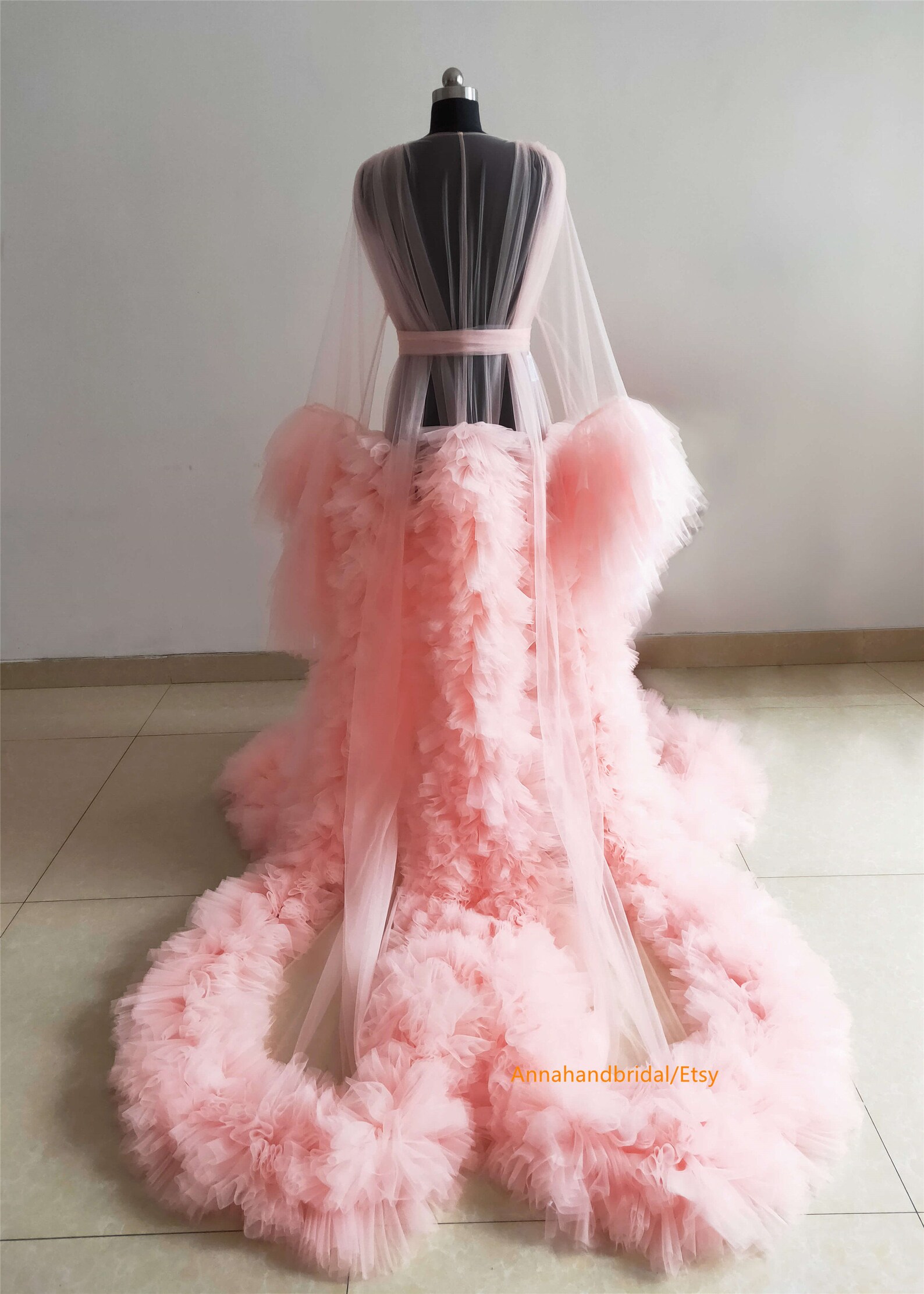 Pink Maternity Robe/open Front Ruffle Tulle Dress Photo Shoot - Etsy