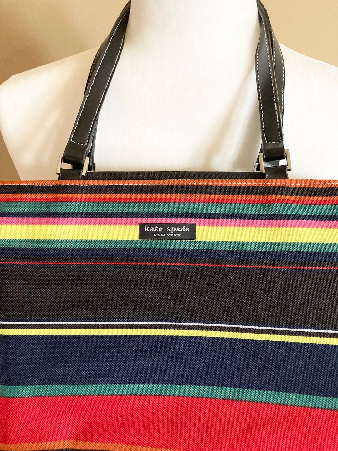 Kate Spade Striped Tote/shoulder Bag - Etsy