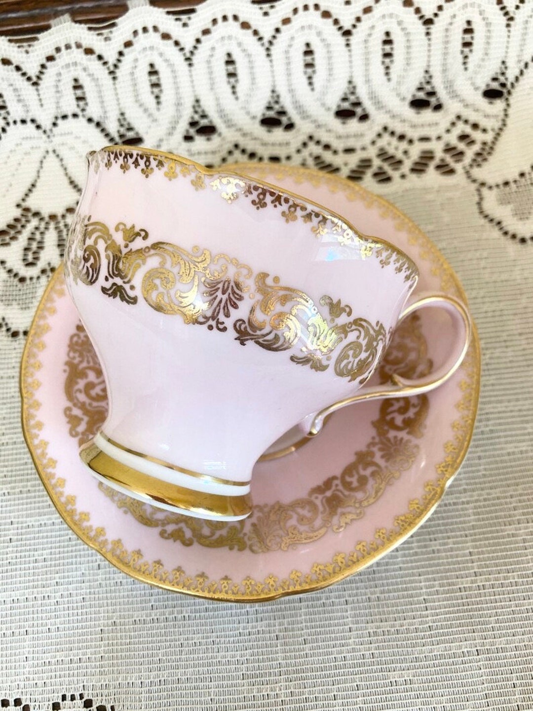 Vintage Pink Paragon Teacup and Saucer With Gold Filigree - Etsy