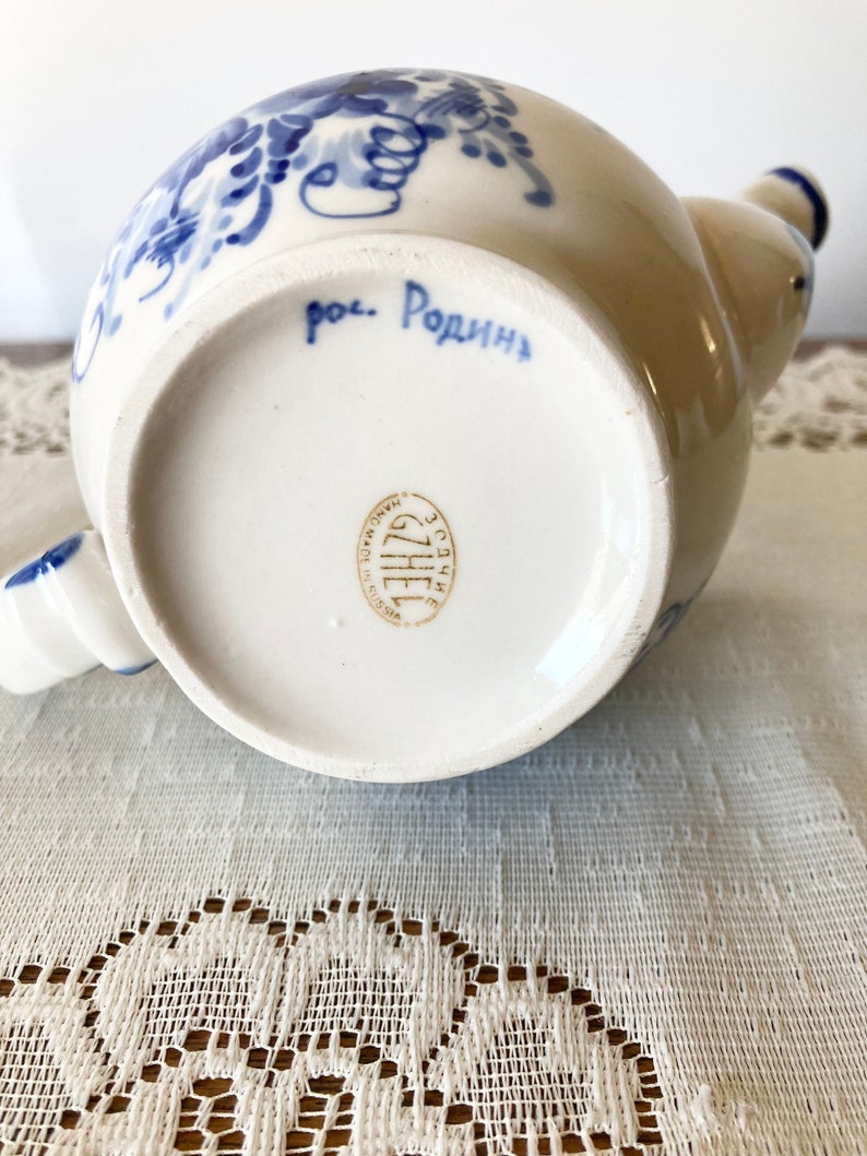 Ghzel Russian Blue and White Teapot Signed by Artist - Etsy