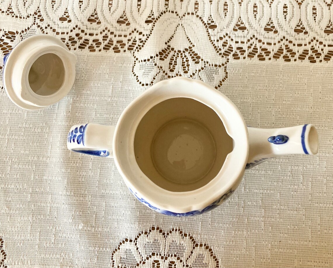 Ghzel Russian Blue and White Teapot Signed by Artist - Etsy