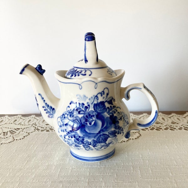 Russian Blue and White Teapot - Etsy