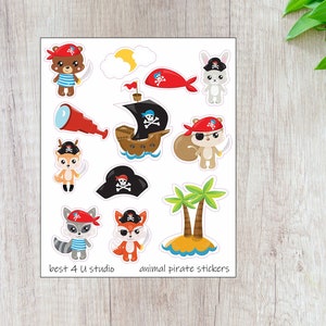 Animal Pirate Stickers Party Stickers Planner Stickers - Etsy
