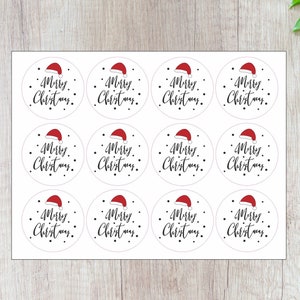 Merry Christmas Round Stickers Christmas Stickers Gift - Etsy