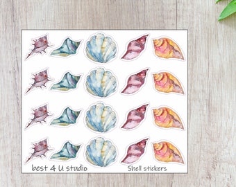 Conch Shell Stickers One Inch Round Seals - Etsy