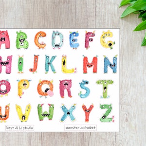 Monster Alphabet Stickers, ABC Stickers, Letter Stickers, Alphabet ...