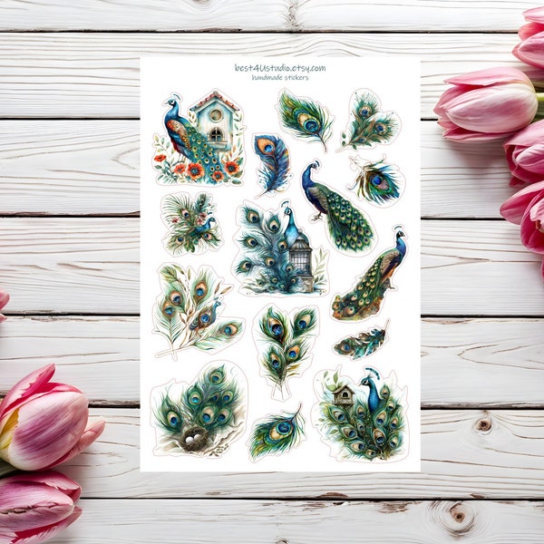 Peacock Stickers - Etsy
