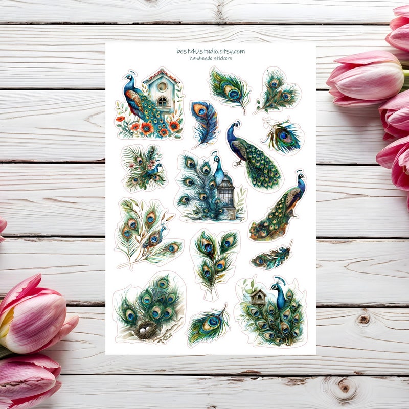 Peacock Stickers - Etsy