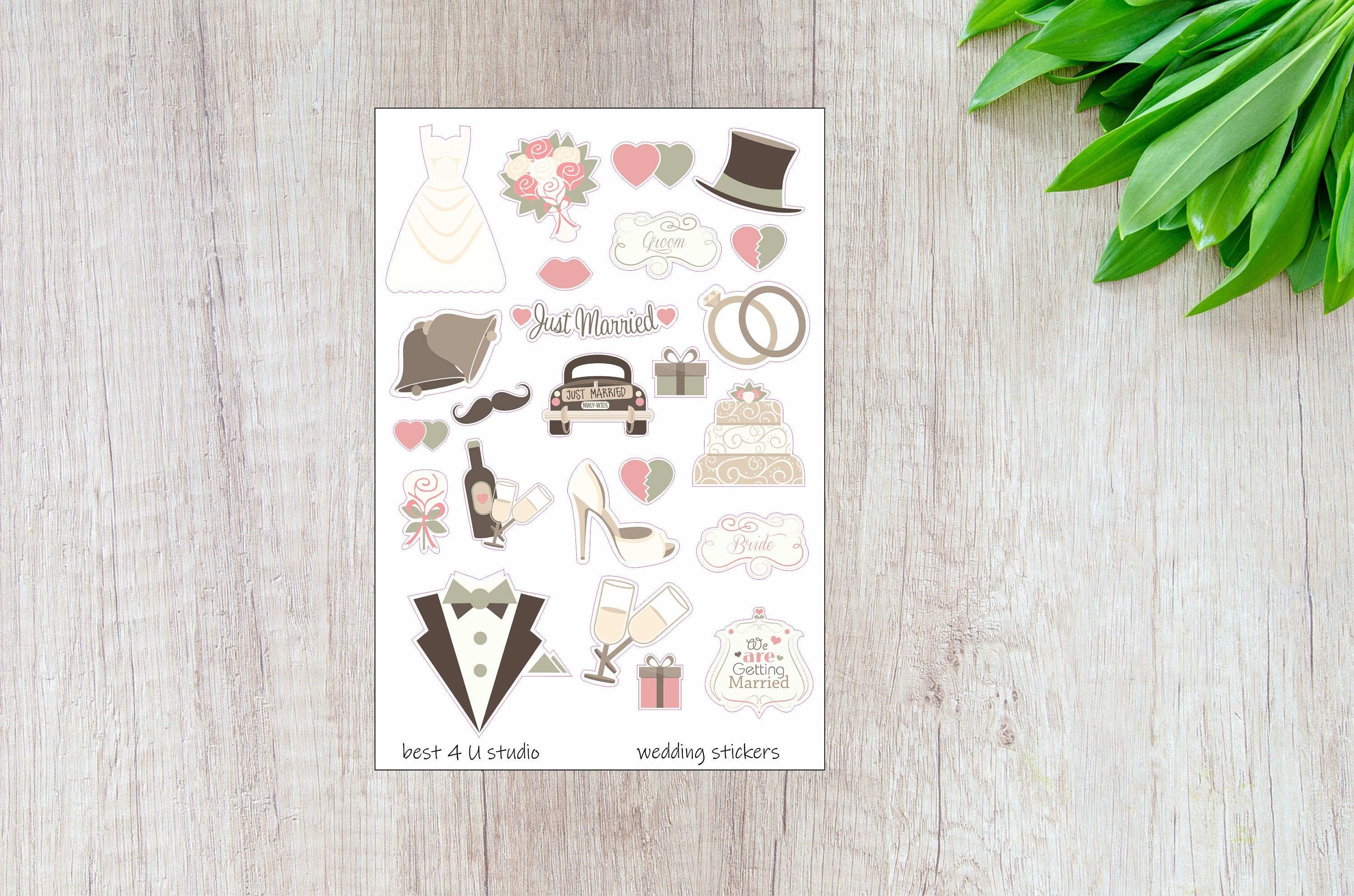 Just Married Sticker Sheet Wedding Stickers Planner - Etsy