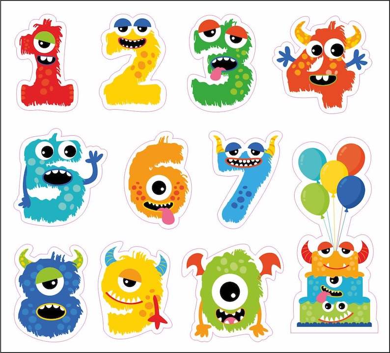 Pegatinas de números de monstruos pegatinas ABC pegatinas de - Etsy España