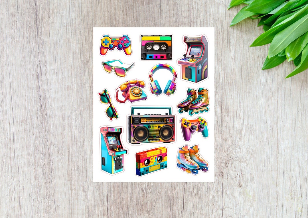 90s Stickers, Retro Design Stickers, 90s Retro, Colourful Stickers ...