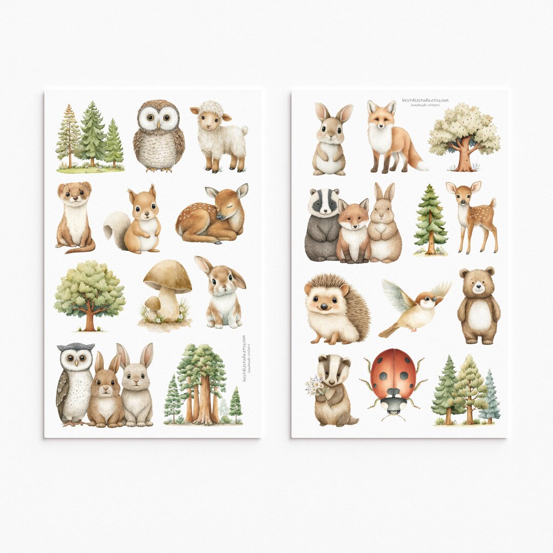 Woodland Animals Sticker Sheet for Kids Journals Planners Scrapbooks - Etsy