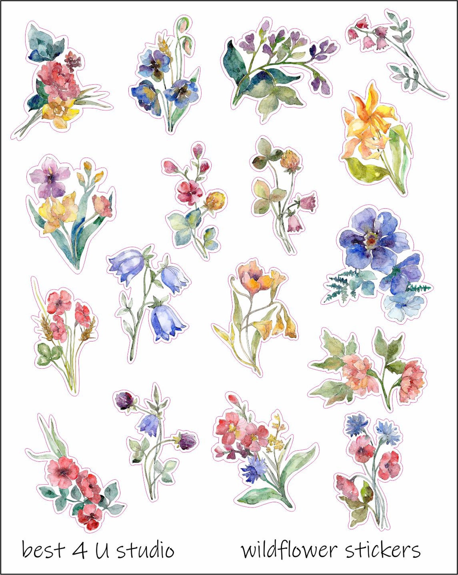 Wildflower Sticker Sheet Flower Stickers Planner Stickers - Etsy