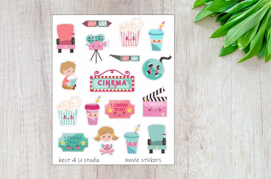 Movie Stickers, Cinema Stickers, Party Stickers, Planner Stickers ...