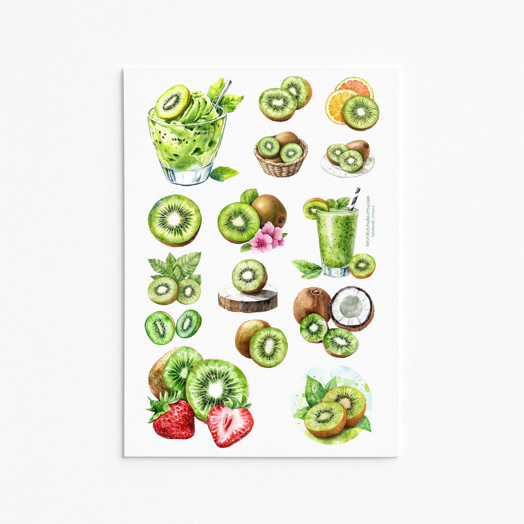 Kiwi Sticker Pack, Cute Kawaii Fruit Stickers, Waterproof Vinyl Decals ...