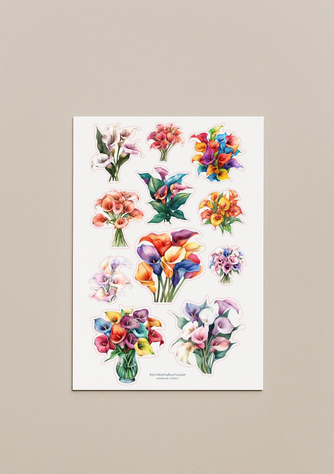 Colorful Calla Lily Stickers – Elegant Floral Decals for Crafting and ...