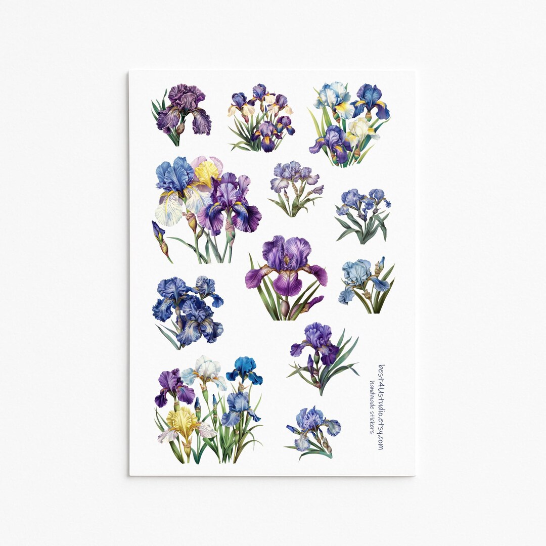 Elegant Iris Flower Stickers – Vibrant Botanical Decals for Garden ...