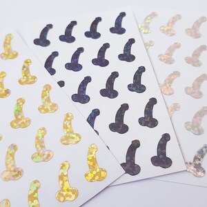 20 Holographic Penis Stickers, Bachelorette Party Favors - Etsy