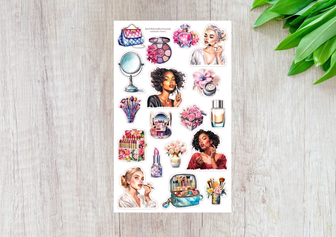 Glamorous Makeup Sticker Set – Beauty-themed Stickers for Journals ...