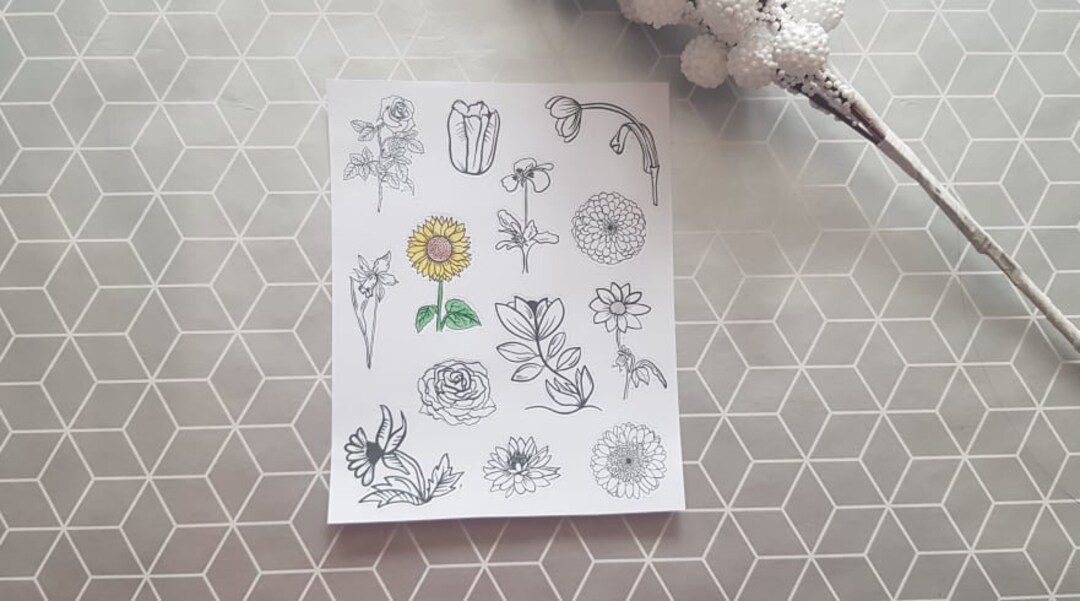 Flower Coloring Stickers, Kids Summer Activities, Color Your Own ...