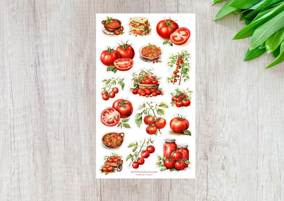 Fresh Tomato Garden Sticker Set - Farmers Market Vegetable Stickers ...