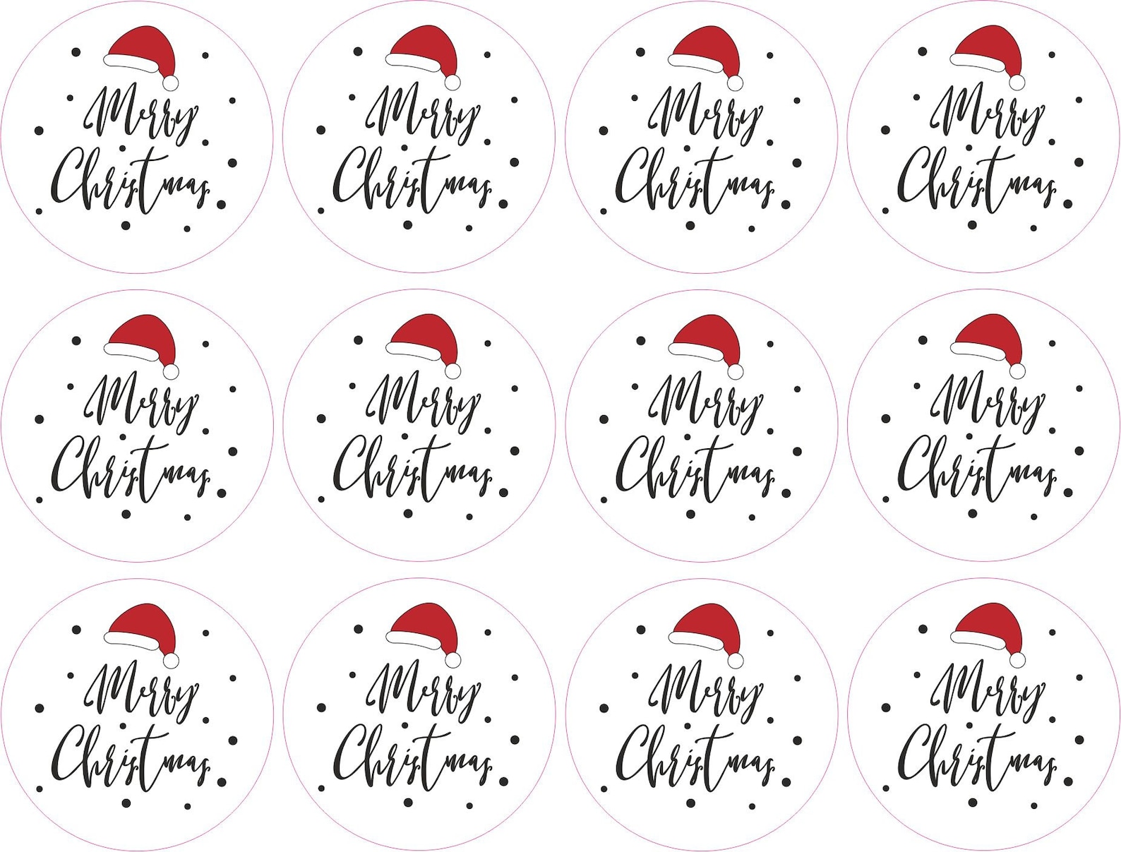 Merry Christmas Round Stickers Christmas Stickers Gift - Etsy