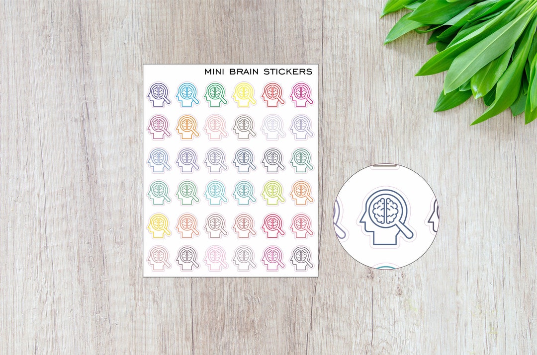 Mini Brain Stickers, Icon Stickers, Functional Stickers, Multi Colour ...