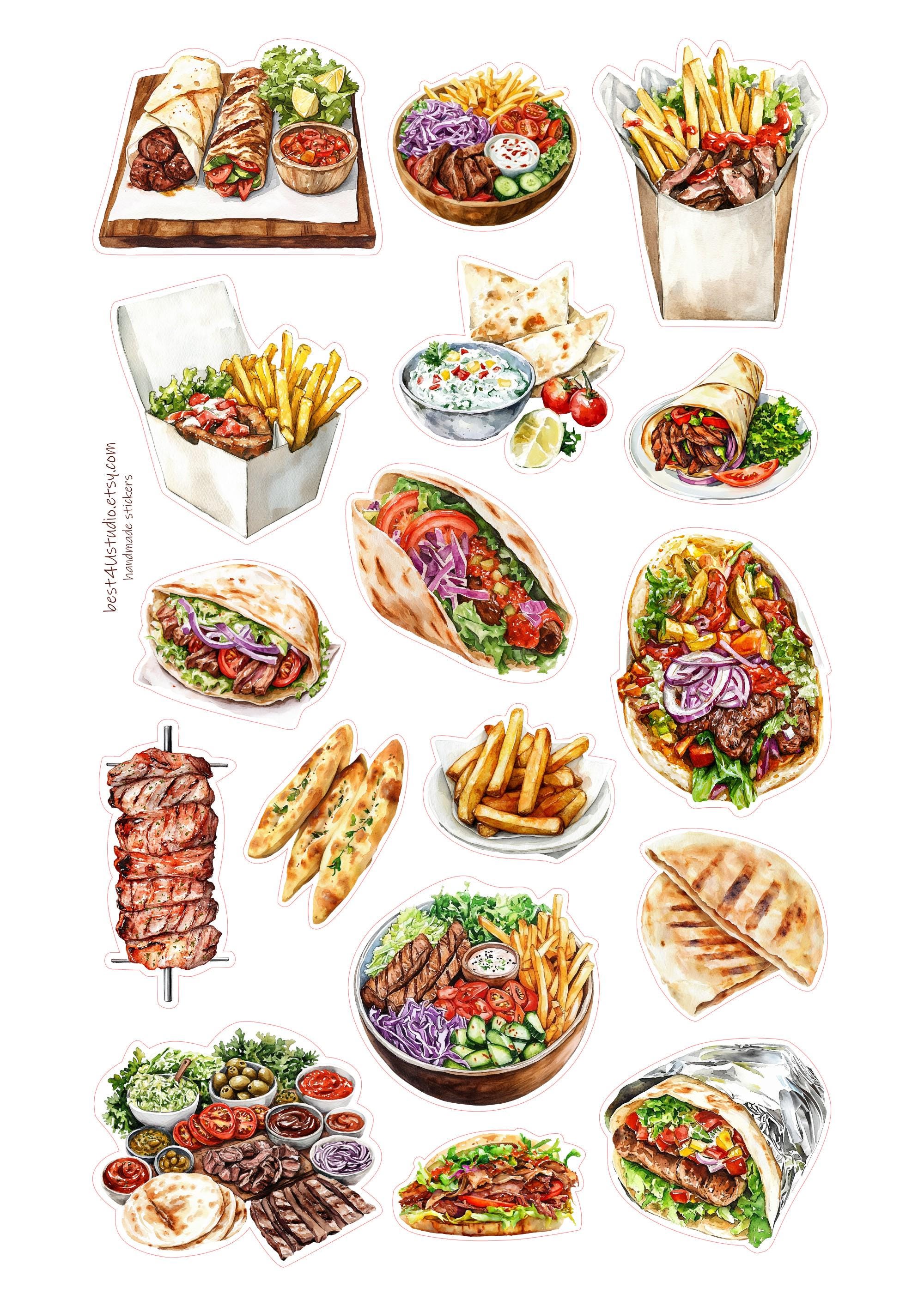 Greek Food Stickers Gyro Pita Kebab Souvlaki Shawarma Falafel Wrap ...