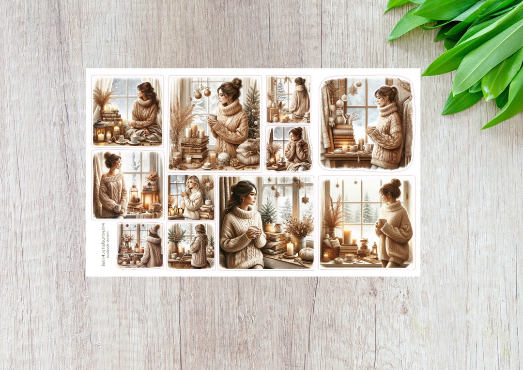 Cozy Winter Vibes Stickers Hygge-inspired Window Scenes, Stickers for ...