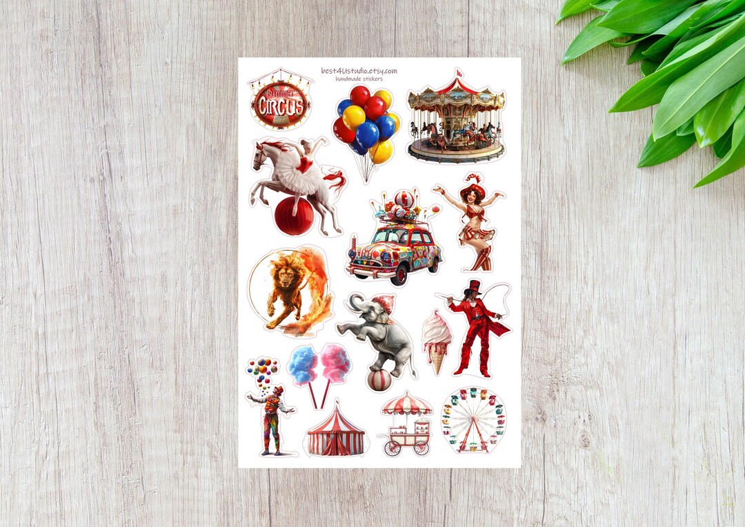 Circus Stickers, Carnival Stickers, Vintage Circus, Circus Theme ...