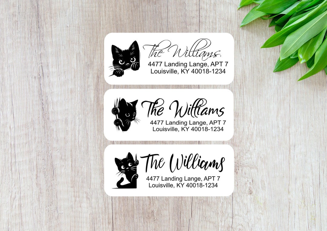 Black Cat Address Labels: Custom Return Address Stickers - Etsy