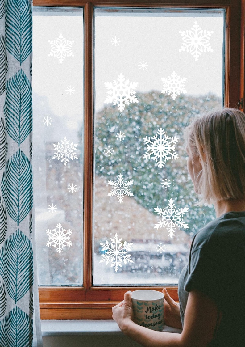 20 Snowflake Window Stickers Snowflakes Christmas Xmas | Etsy
