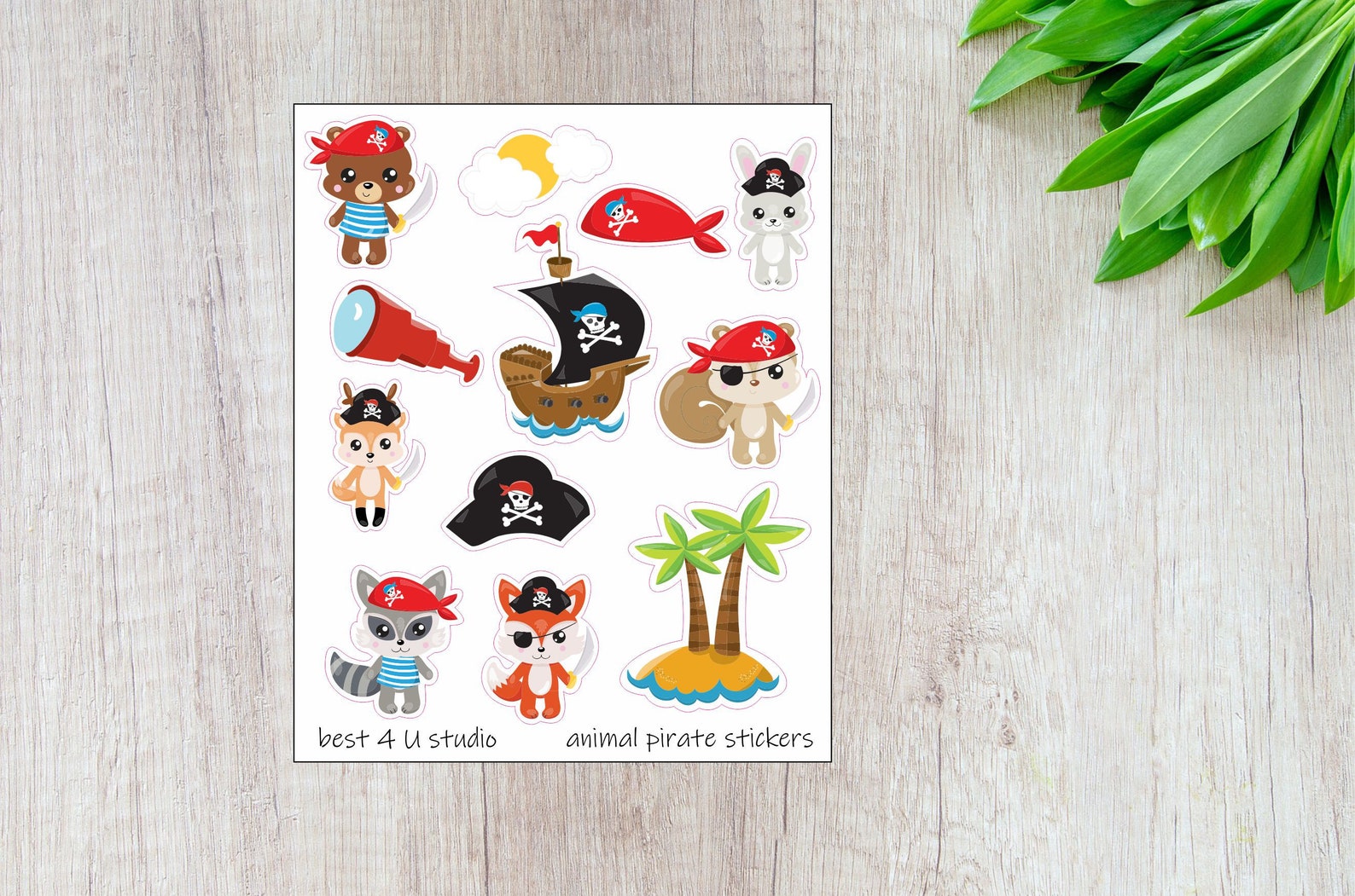 Animal Pirate Stickers Party Stickers Planner Stickers - Etsy