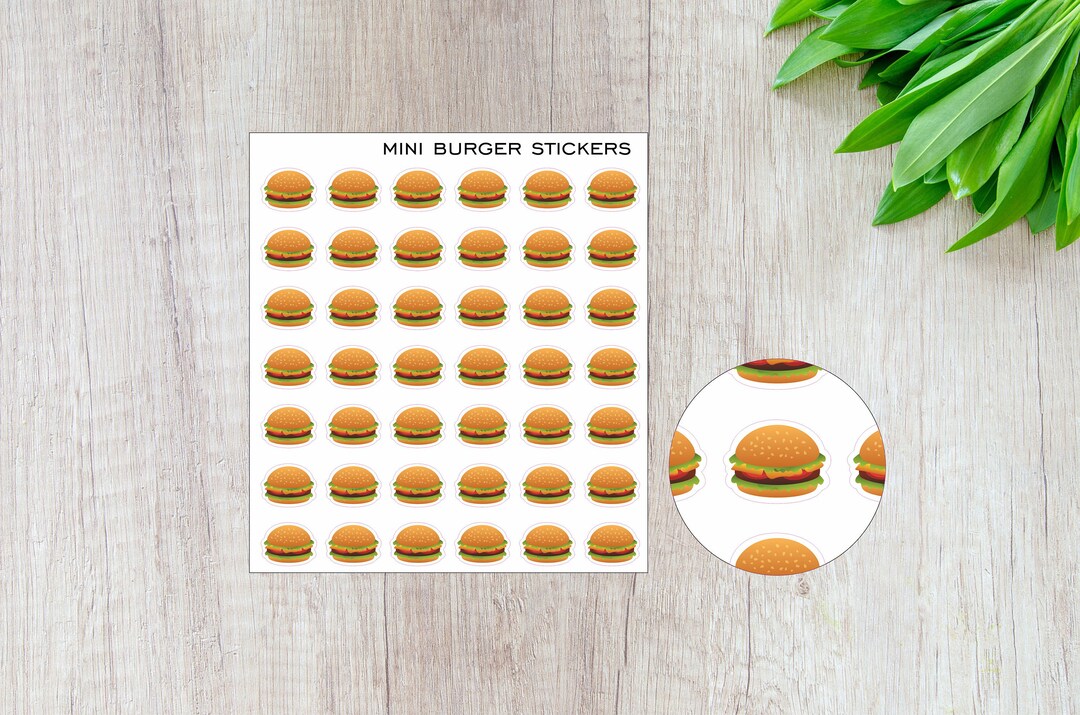 Mini Burger Planner Stickers, White Matte Vinyl, Icon Stickers - Etsy