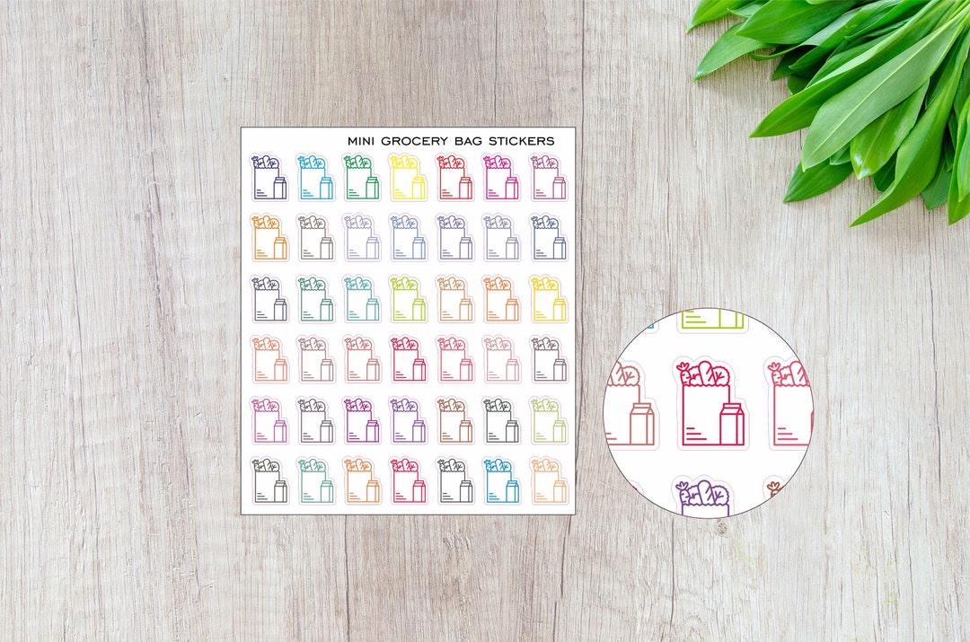 Mini Grocery Bag Stickers, Icon Stickers, Functional Stickers, Multi ...