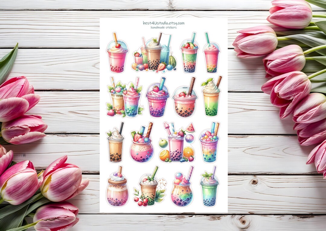 Bubble Tea Stickers, Drink Stickers, Boba Stickers, Milk Tea, Boba Tea ...