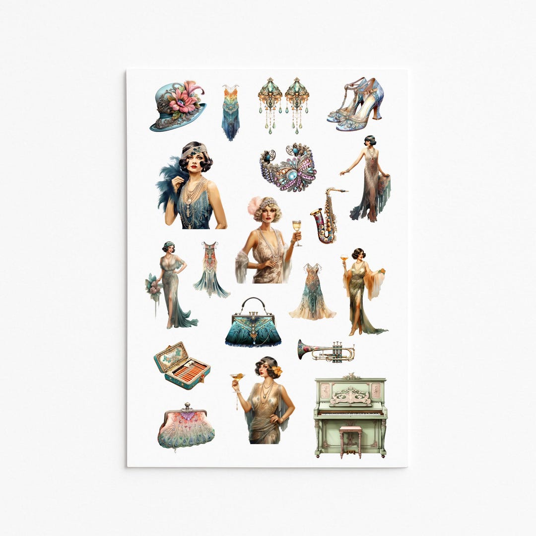 1920s Flapper Girl Stickers: Gatsby Party Planner Stickers - Etsy
