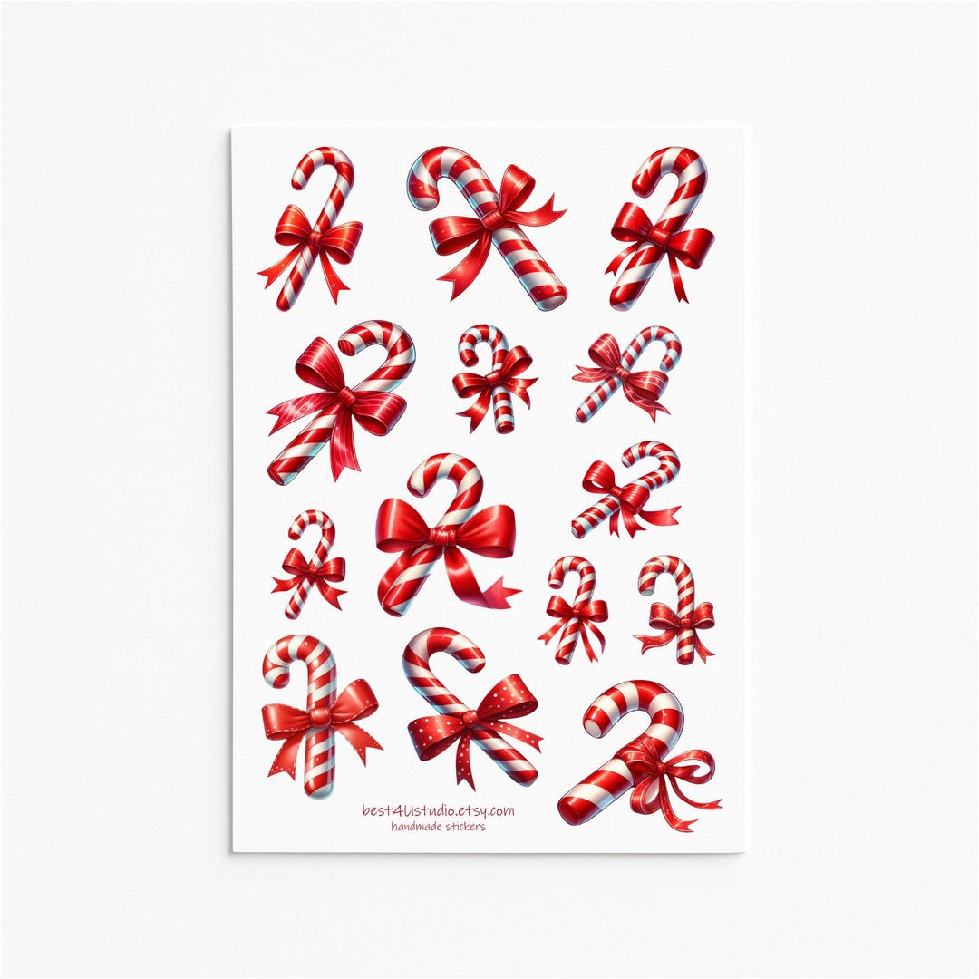 Candy Cane Stickers – Festive Christmas Stickers for Planners, Gifts ...