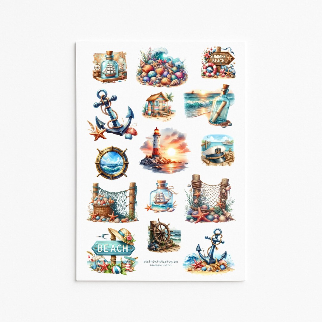 Nautical Beach Stickers, Beach Life, Vacation Stickers, Ocean Stickers ...