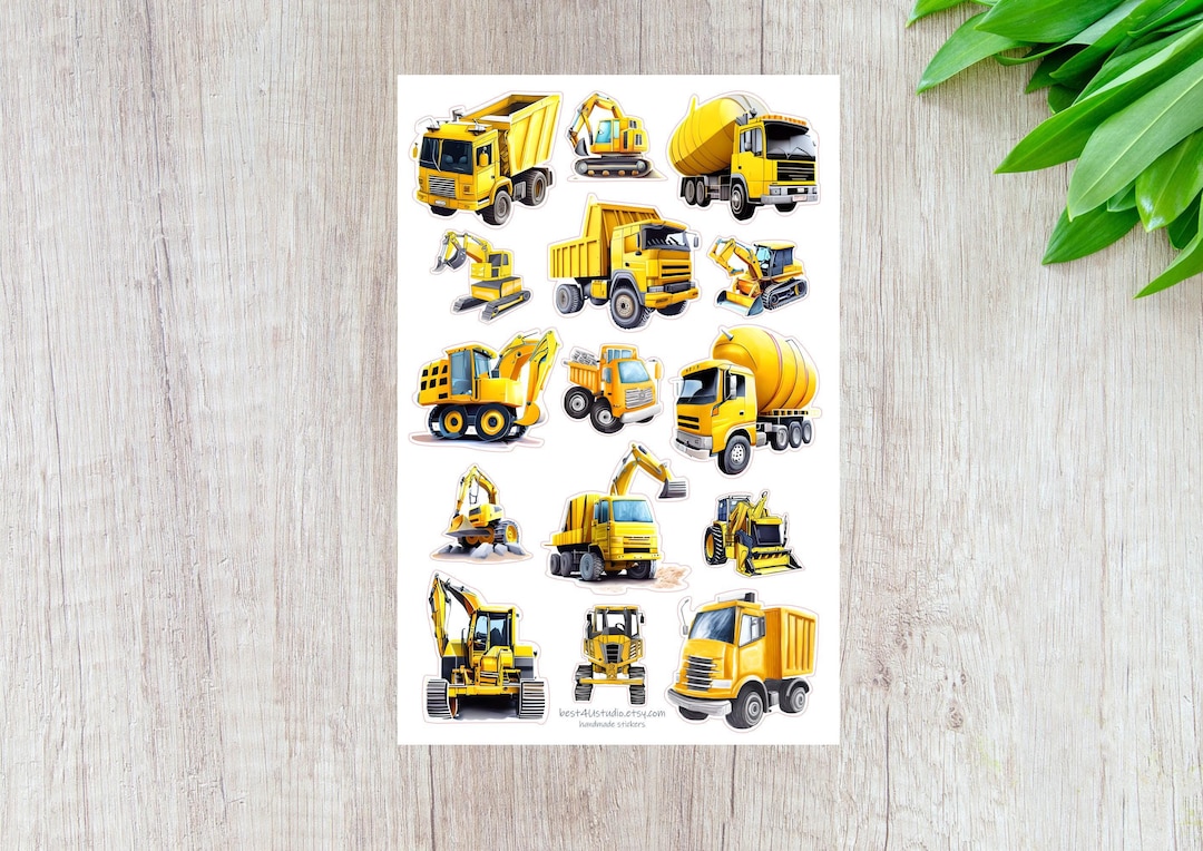 Construction Car Stickers, Construction Vehicle, Kids Construction ...