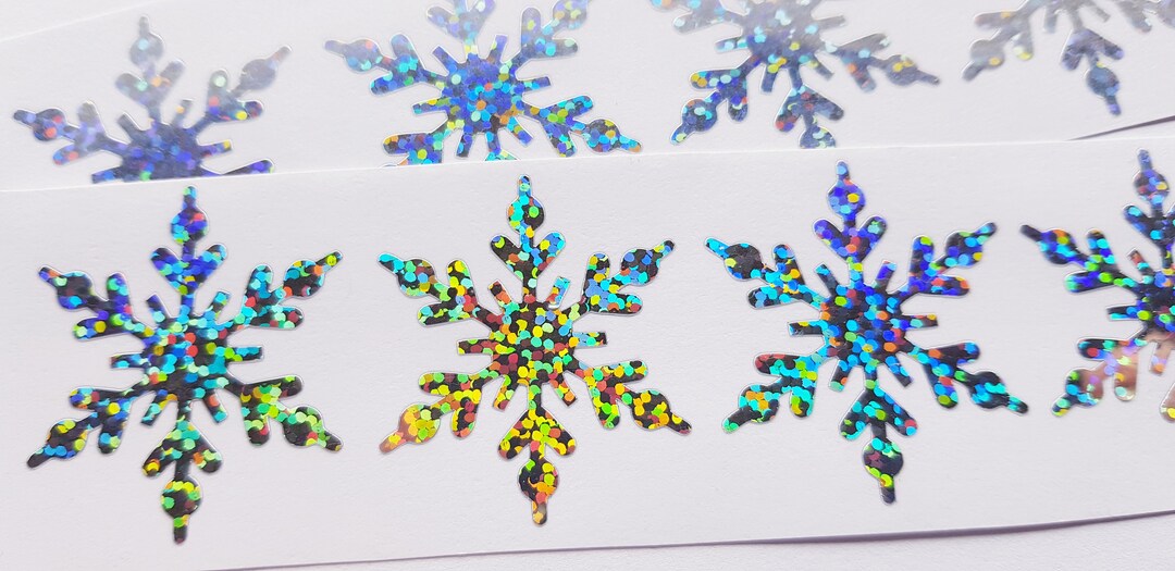 12 Holographic Snowflake Winter Stickers, Holiday Decor - Etsy