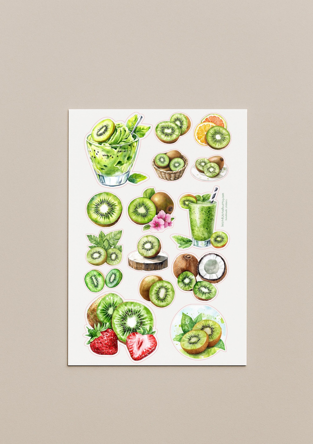 Kiwi Sticker Pack, Cute Fruit Vinyl Stickers for Laptop & Water Bottle ...