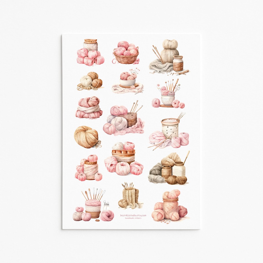 Knitting & Yarn Stickers: Vinyl Sticker Set - Etsy