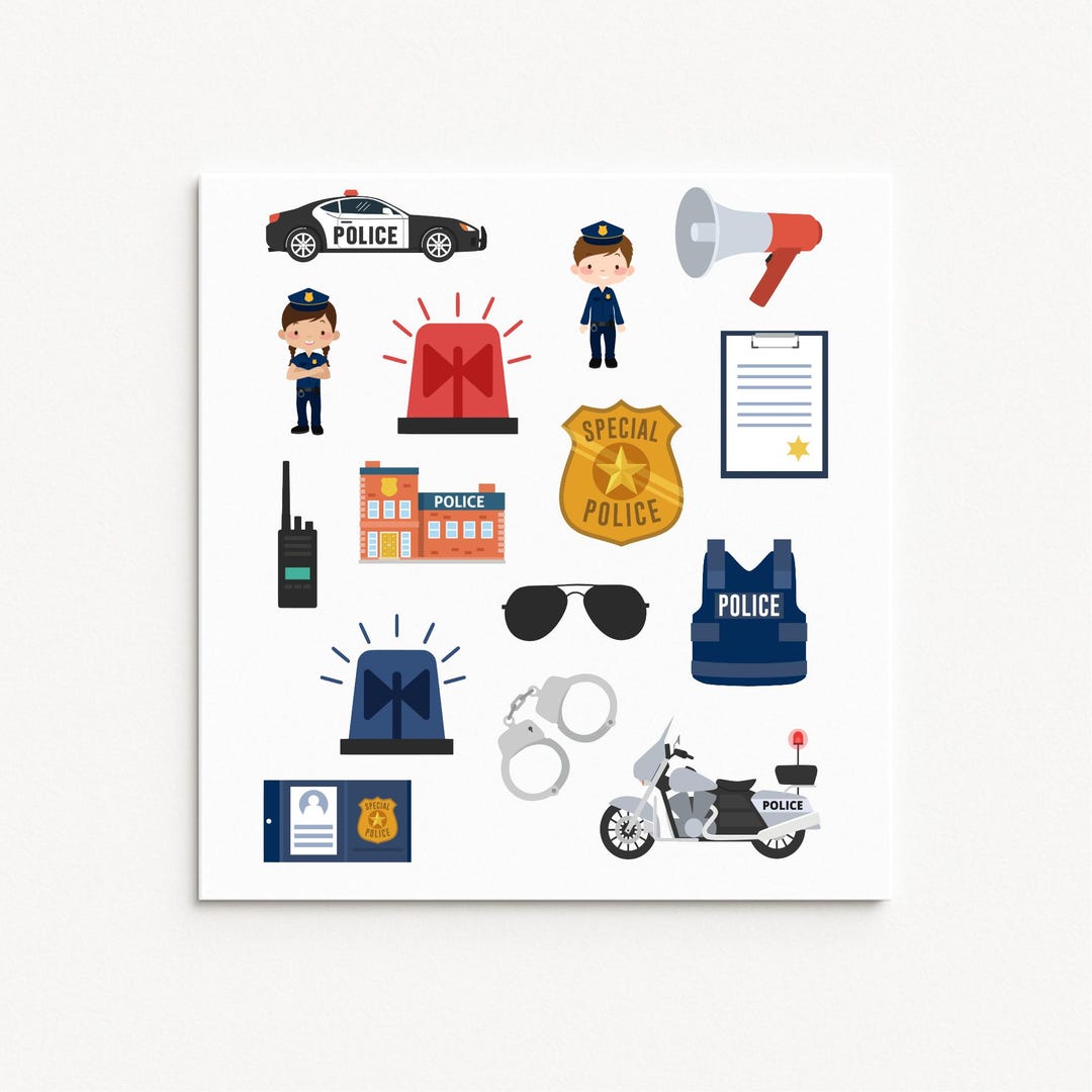 Police Car Stickers: Kids Transportation Vinyl Decals - Etsy